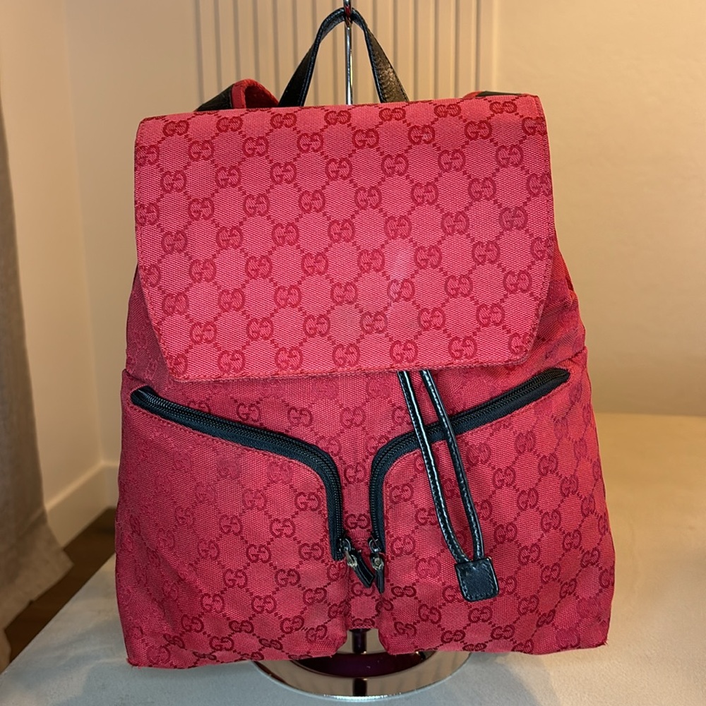 Gucci | *Rare* Drawstring Canvas And Leather Backpack… - Gem